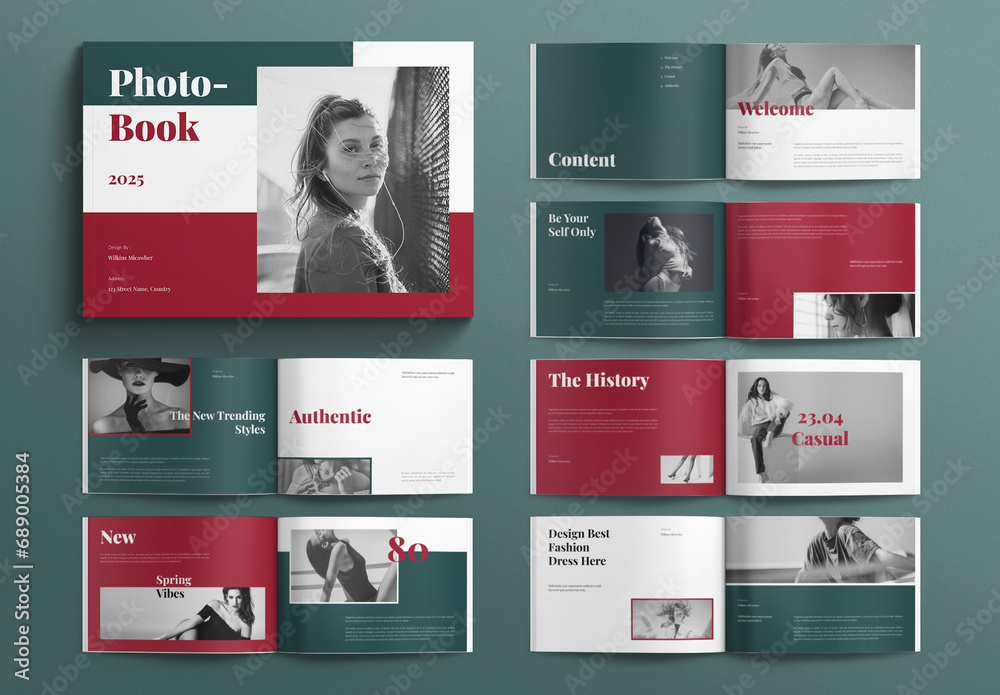 Photobook Layout Design Template Landscape Stock Template | Adobe Stock