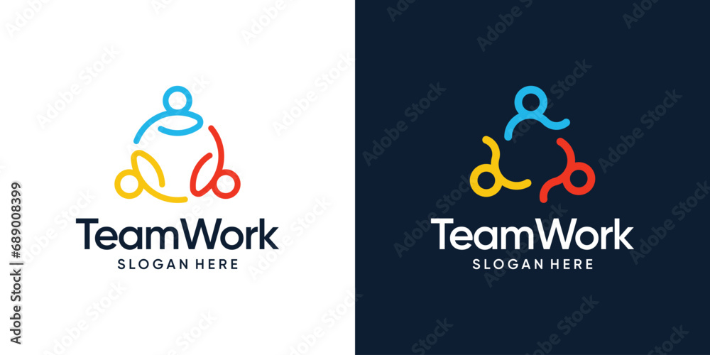 Team work logo design. people family together human unity logo and ...