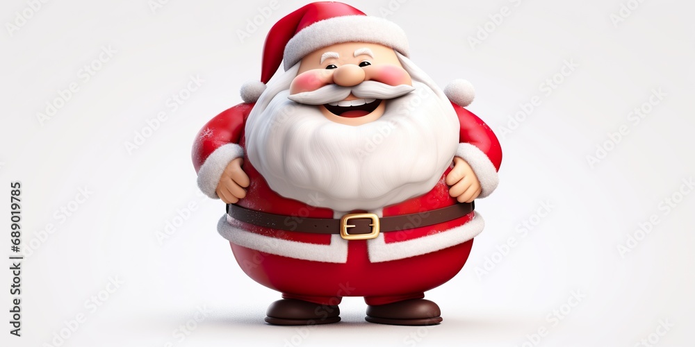 Cute animated Santa Claus character with a big belly laugh, on a snowy ...