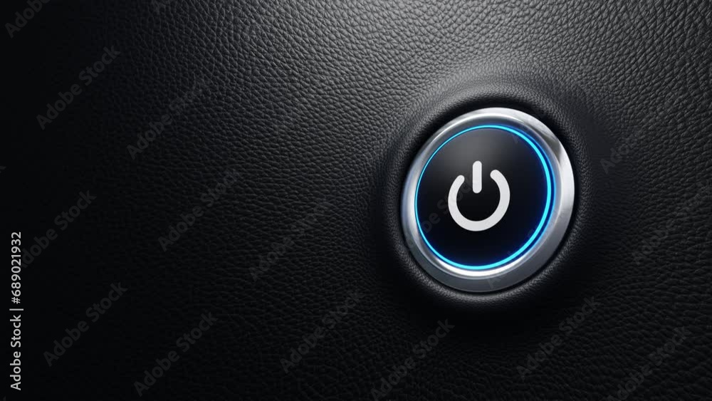 Push power button. Start, off and on concept. Modern car button with ...