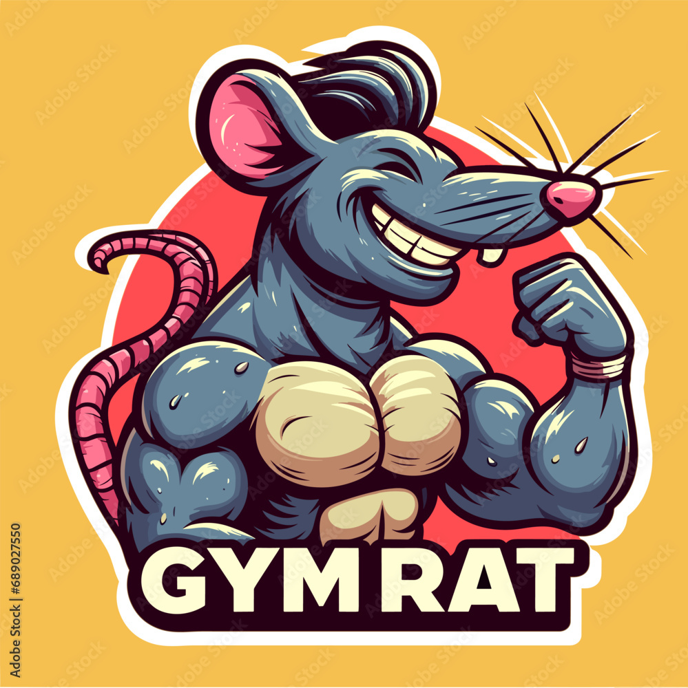 Behold the epitome of fitness fervor! Our dynamic Gym Rat Mascot steals ...