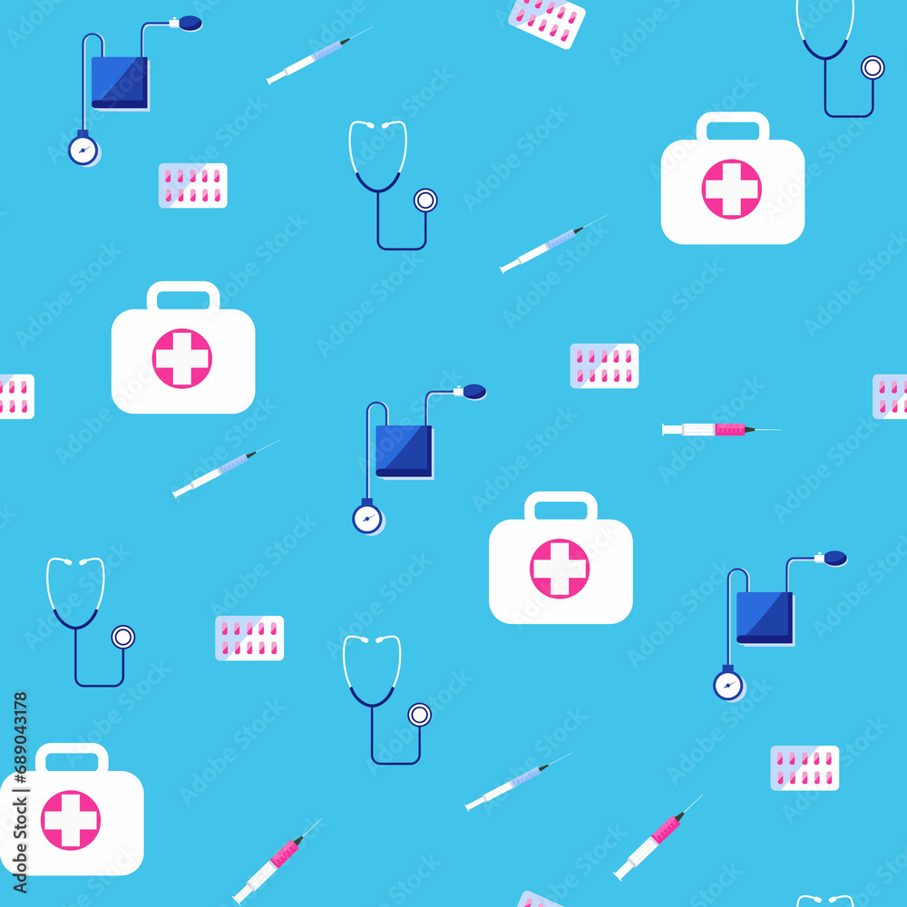 Medical seamless pattern, medical tools texture, healthcare background ...