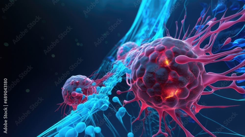 Cancer cell metastasis disease anatomy concept as growing malignant ...