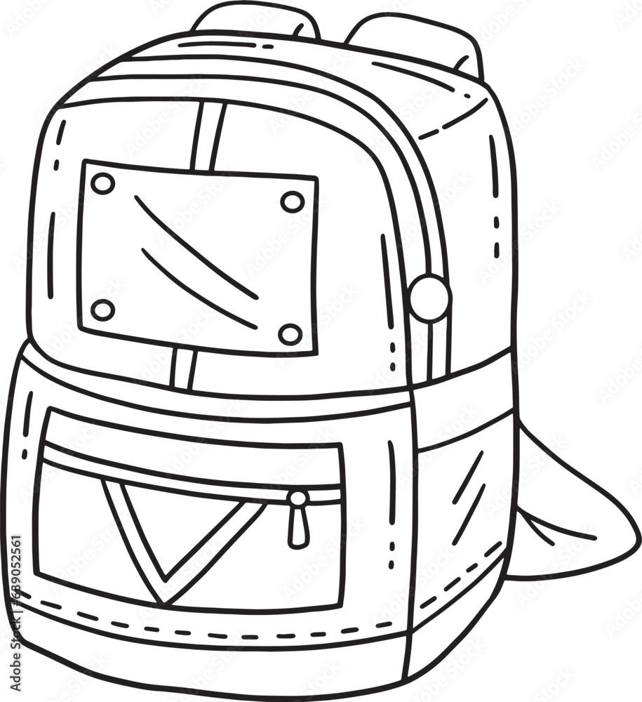 Backpack Isolated Coloring Page for Kids Stock Vector | Adobe Stock