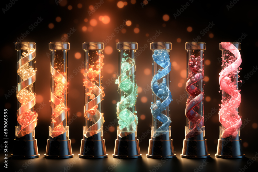 different types of colorful DNA. Study of gene structure of cell ...