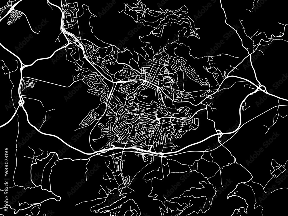 Vector road map of the city of Tizi Ouzou in Algeria with white roads ...