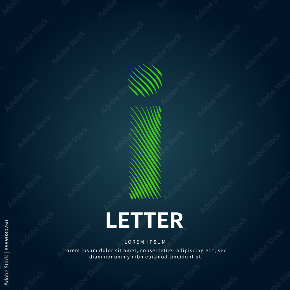 Vector logo I letter color silhouette on a dark background. I letter ...