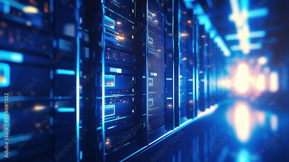 Servers close up. Modern data center. Cloud computing for Business ...