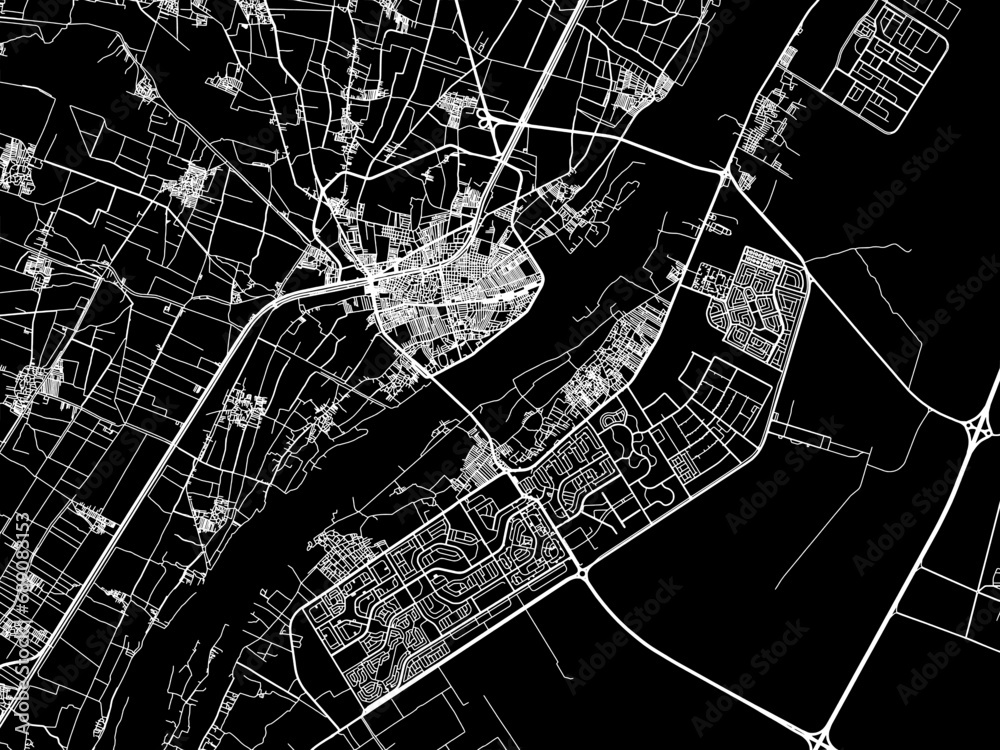 Vector road map of the city of Bani Suwayf in Egypt with white roads on ...