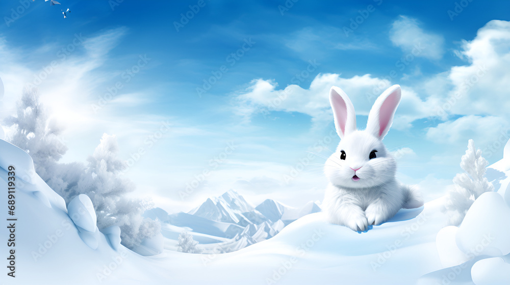 Christmas Bunny Portrait: Seasonal Snowy Delight A Winter Wonderland ...