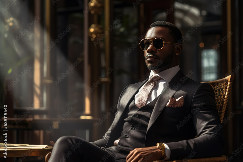 Portrait of a serious, focused chairman, boss, executive manager ...