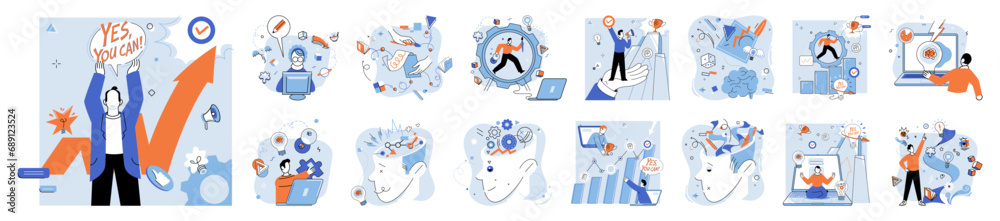 Brainstorming vector illustration. The success symphony is composed by ... Brainstorming vector illustration. The success symphony is composed by ...