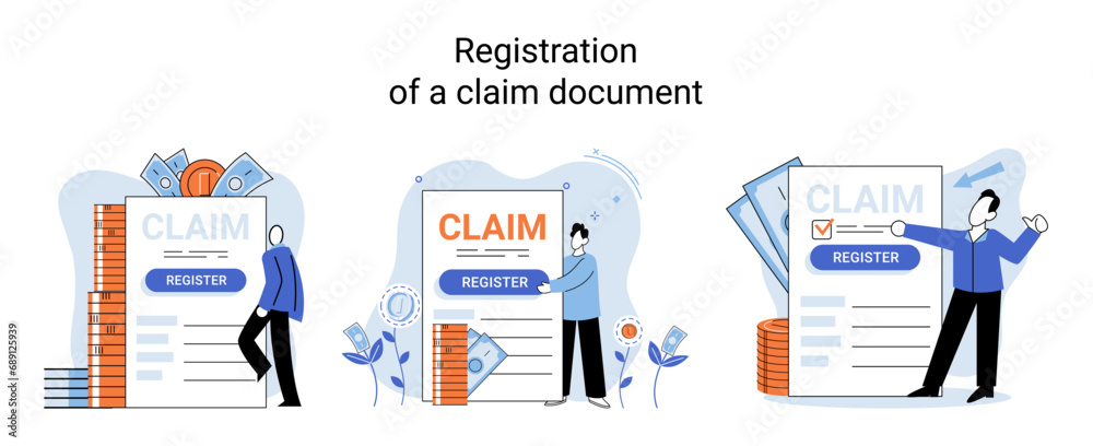 Claim vector illustration. Organize your compensation journey by ...