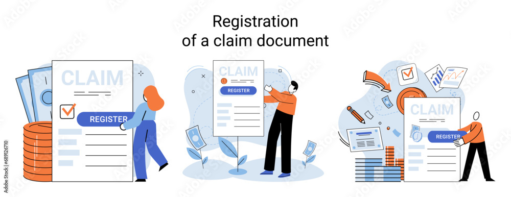 Claim vector illustration. Turn paperwork into financial schedule ...