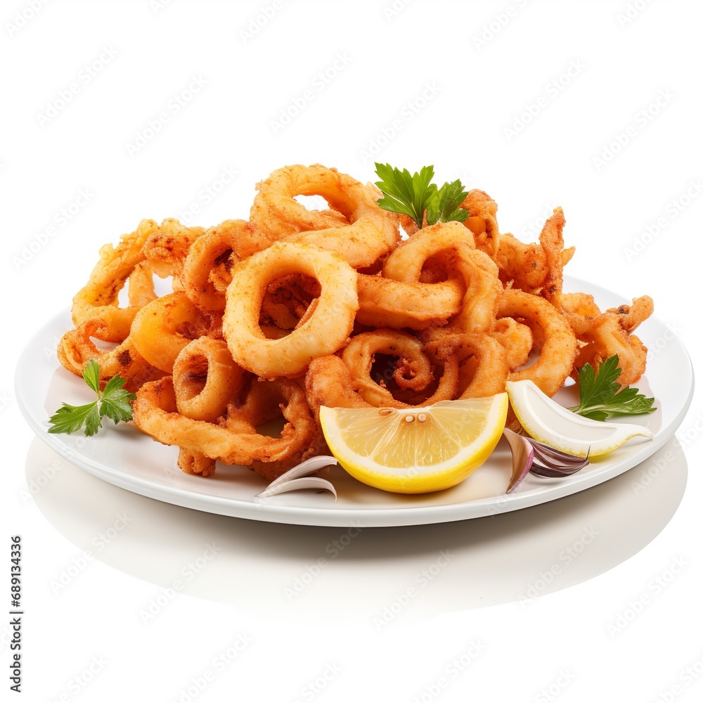 Professional food photography of Calamari, isolated on white background ...