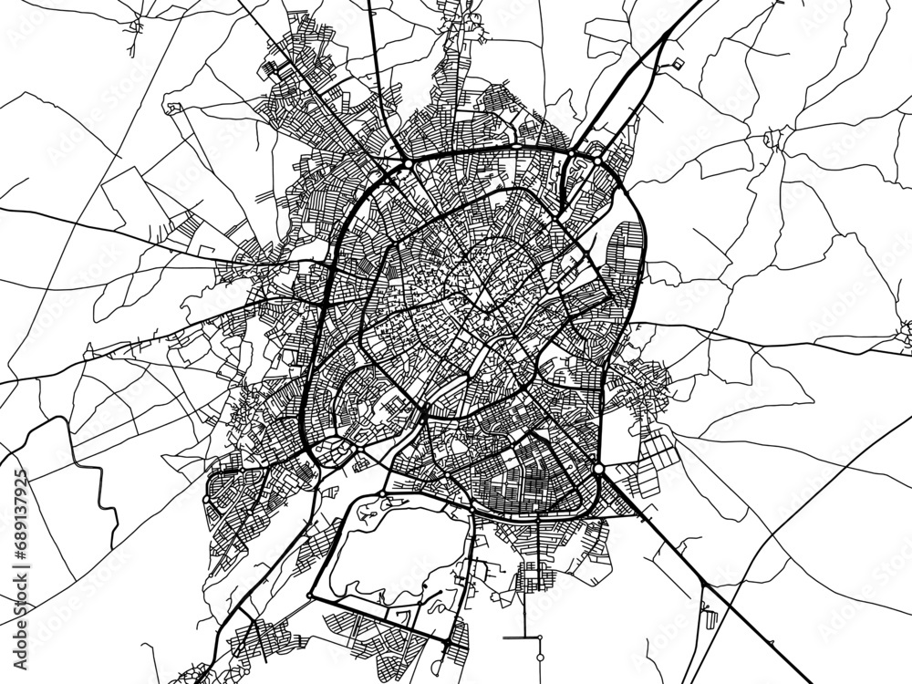 Vector road map of the city of Ardabil in Iran with black roads on a ...