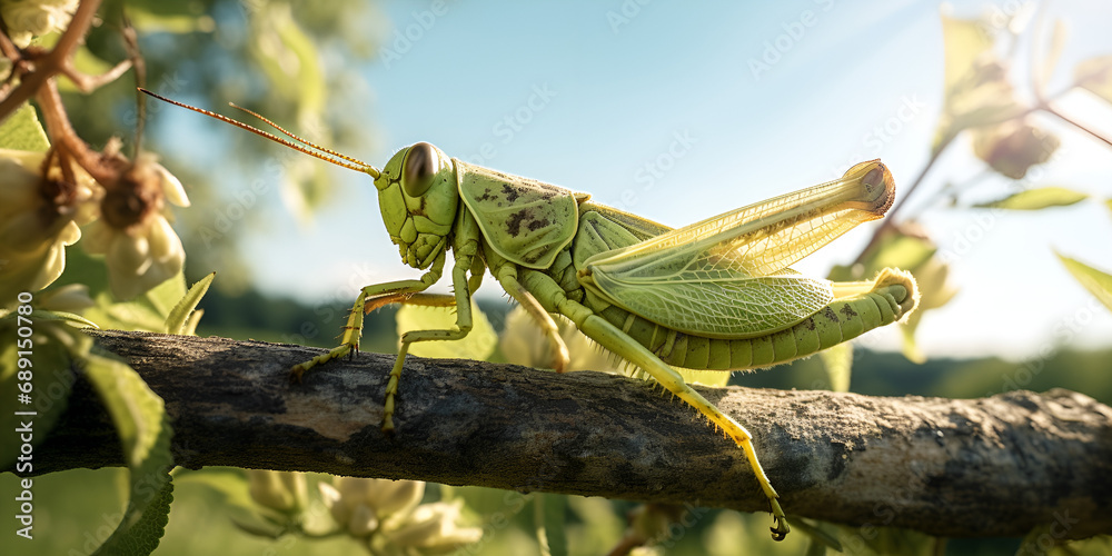Grasshopper closeup, A grasshopper with an eye on the top of its head ...