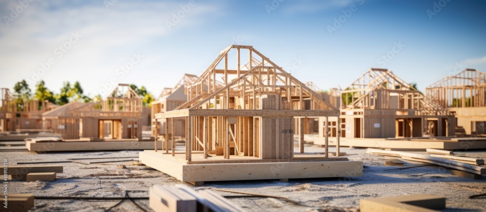 Building new homes in a housing development Copy space image Place for ...