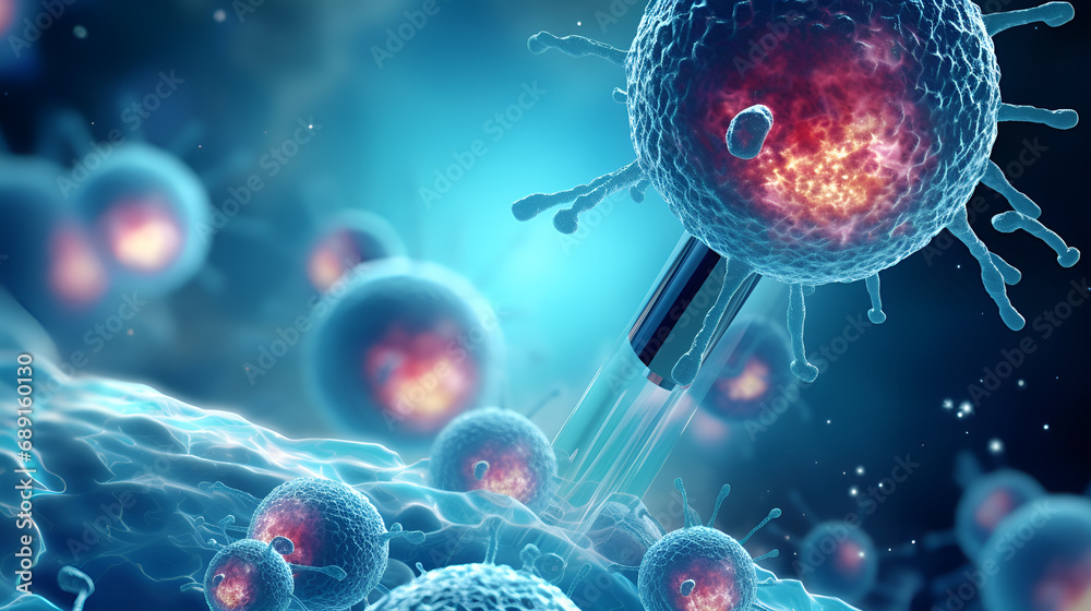 Foto de Abstract cells in mitosis or multiplication of cells,The ...