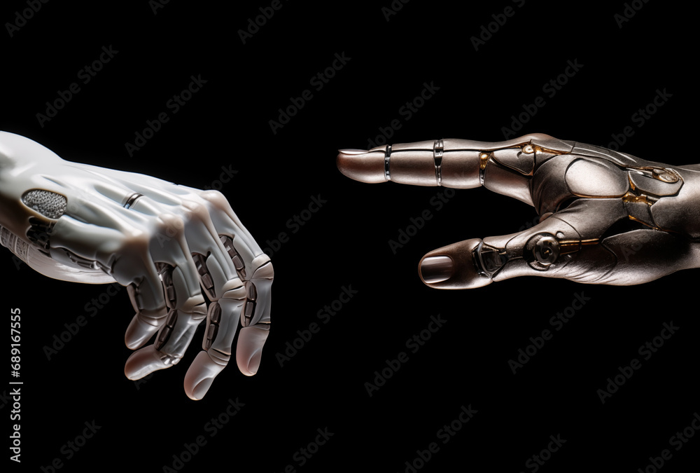 Humanoid Robot Hands Reaching Out - Concept of AI Integration Stock ...