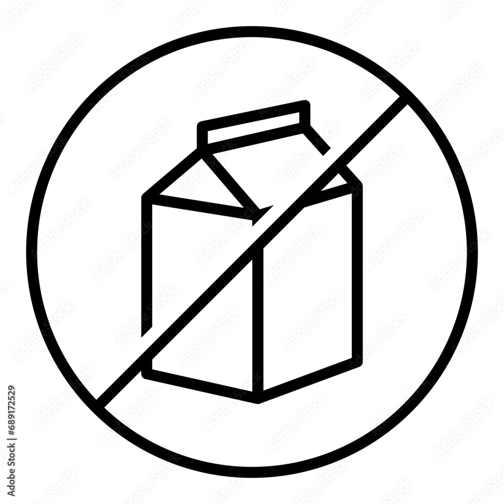 Black single dairy free badge thin line icon, simple ingredient no ...
