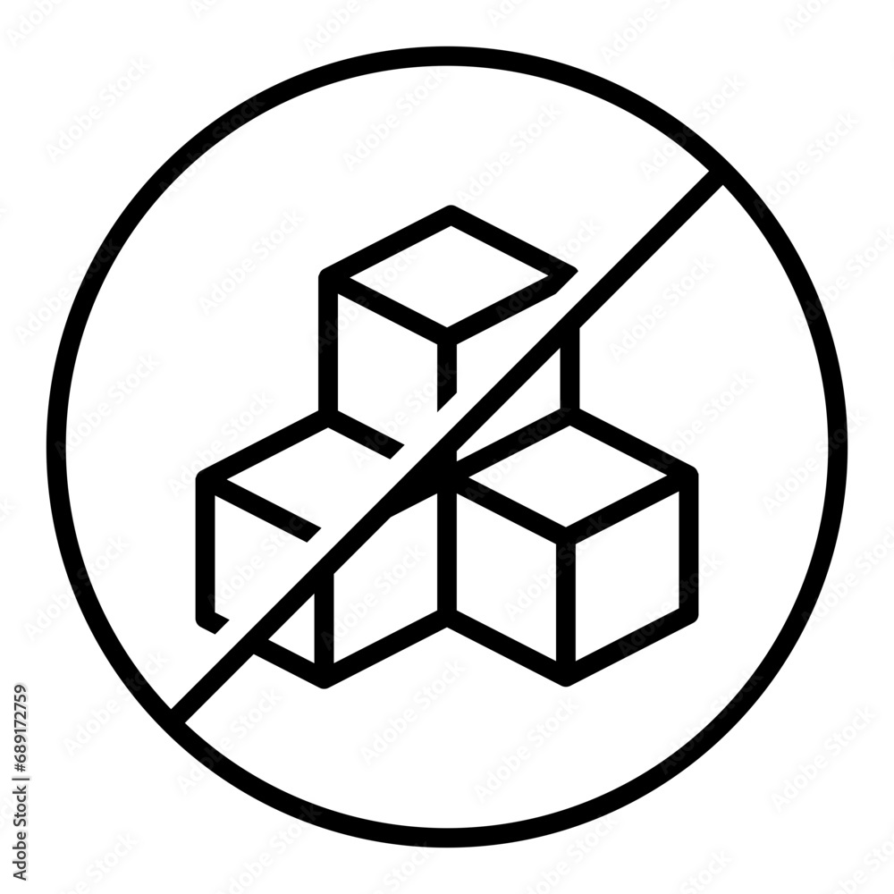 Black single round sugar free badge line icon, ingredient no contain ...