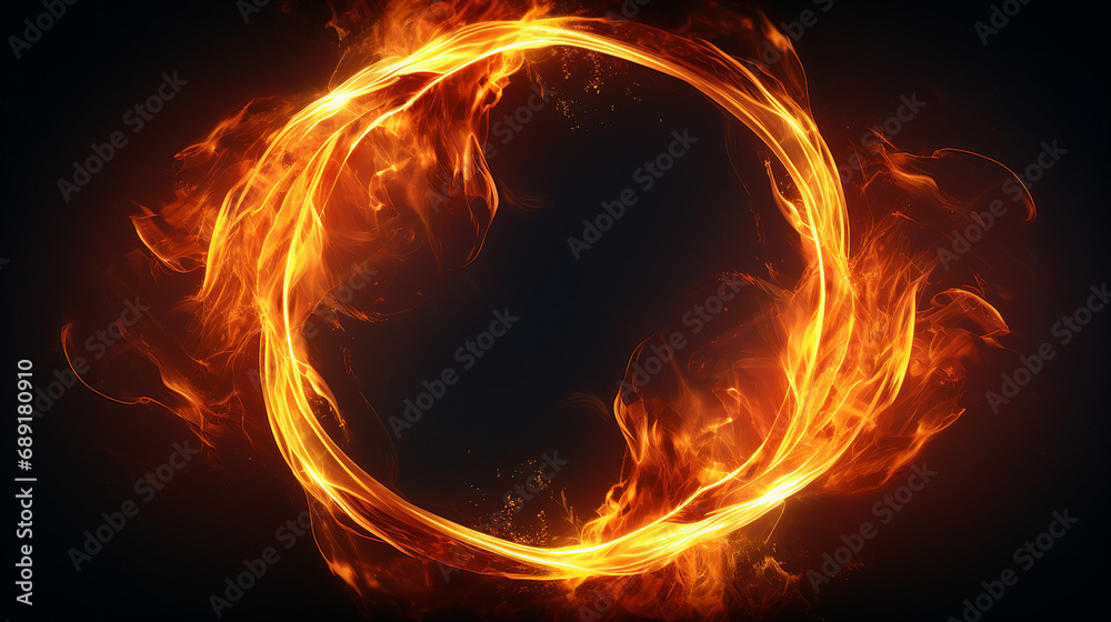 Mesmerizing Rotating Fire Rings: Dynamic Circle Flames Effect on ...