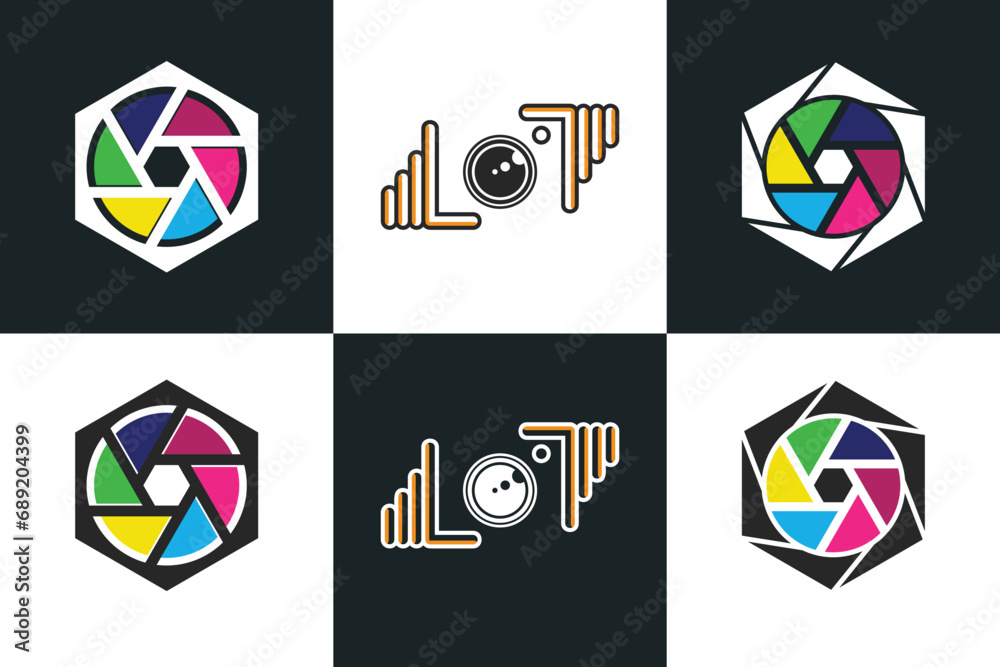 set of camera logo design with modern concept premium vector Stock ...