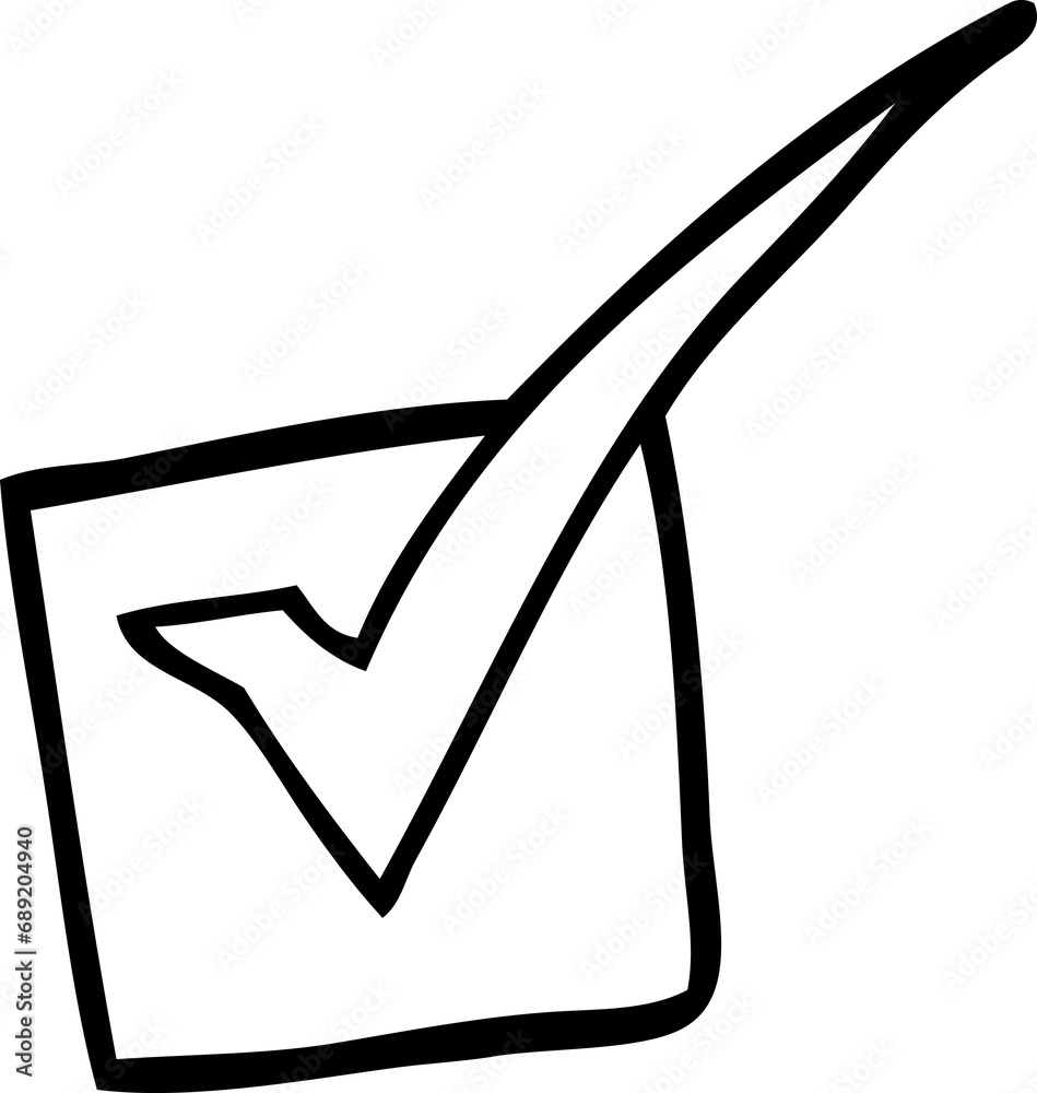 line drawing cartoon tick mark Stock Illustration | Adobe Stock