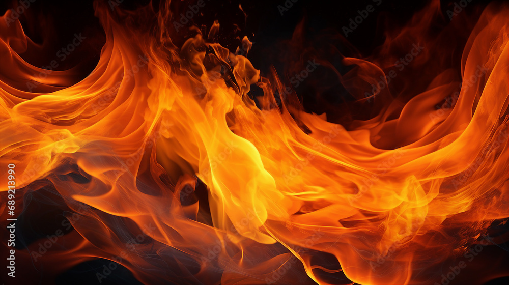 Abstract Fire Texture on Dark Background: Intense Flame and Burning ...