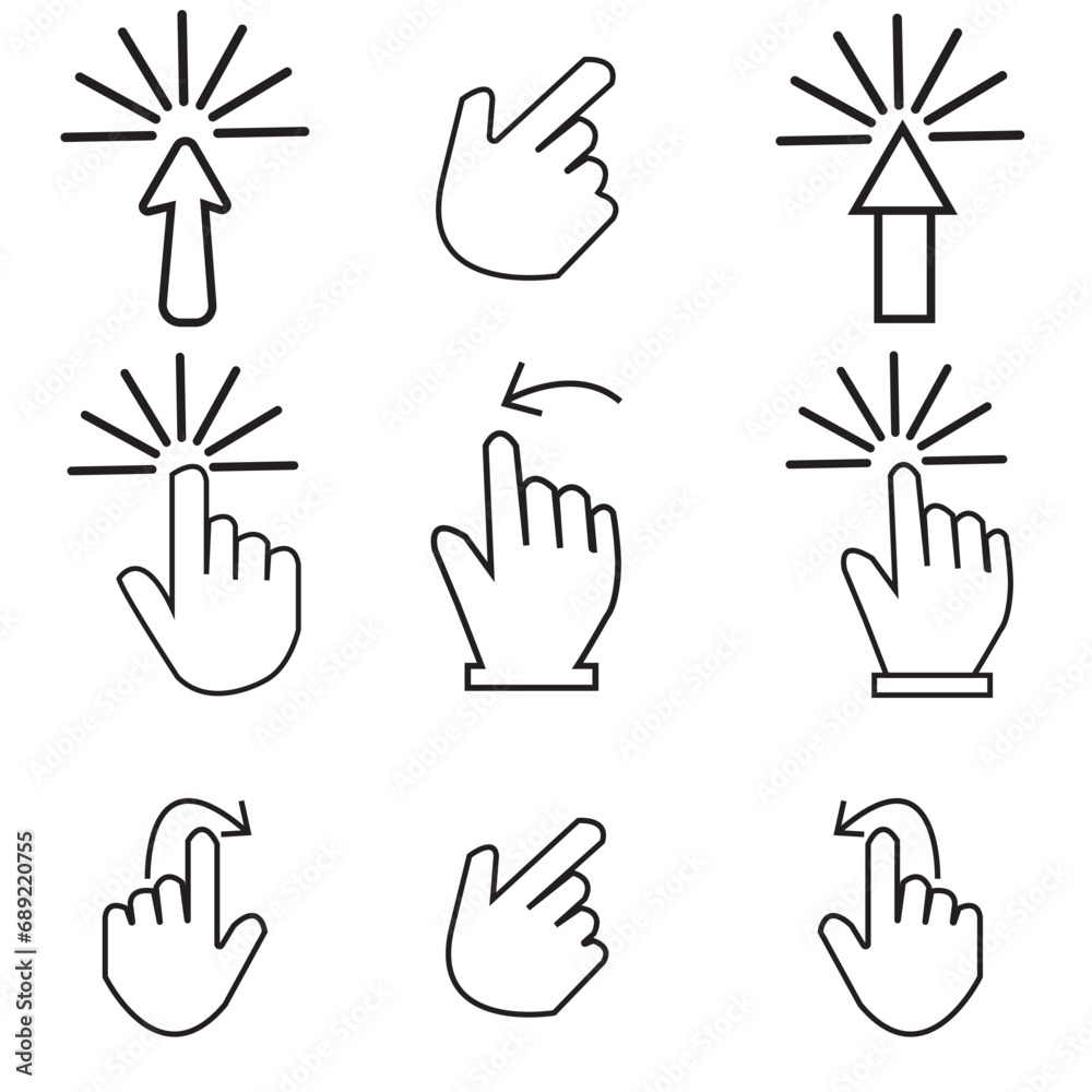 Pointer Click Hand Pointer Icons Cursor Arrow Icon Clicking Finger Computer Mouse Click Hand