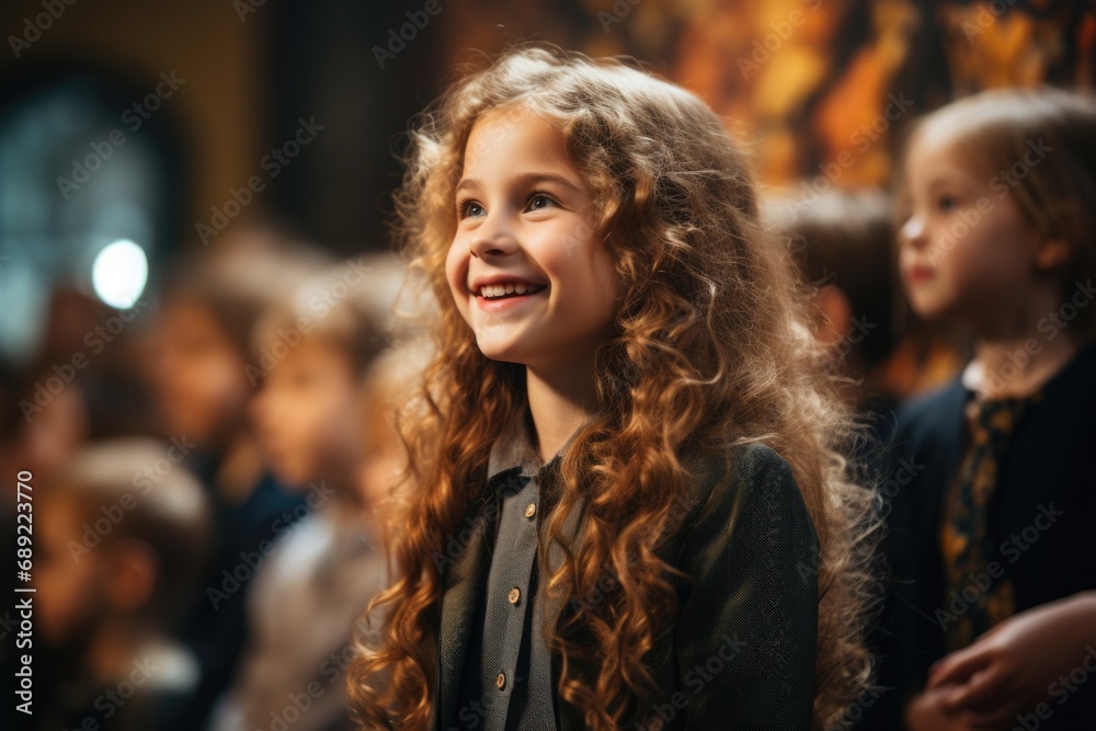 Academic Brilliance Realistic Image of a Clever Schoolgirl at the ...