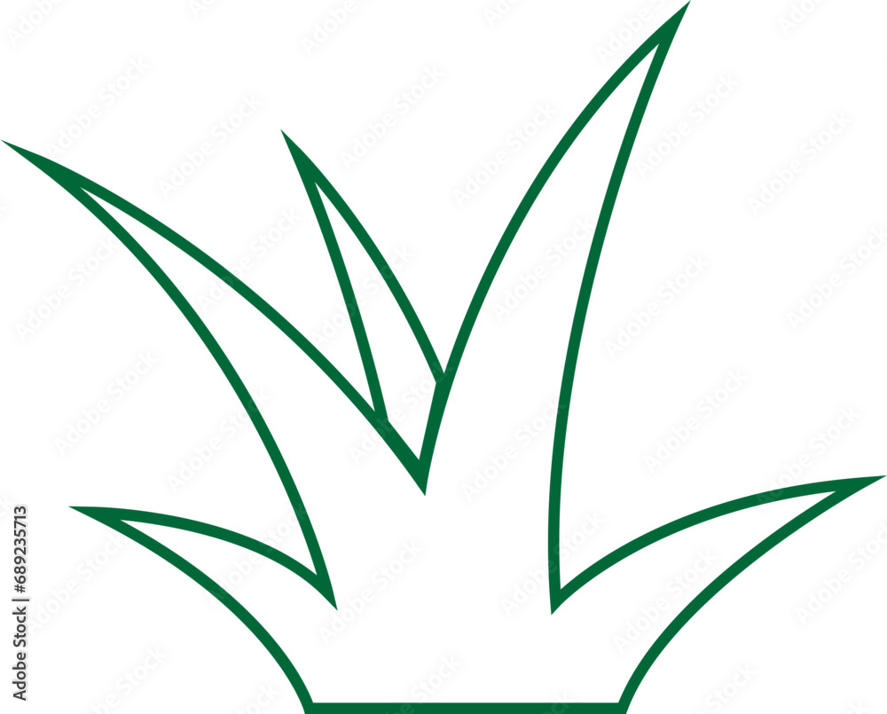 Green line Lawn grass Icon. Cartoon of plant and shrub for boarding and ...