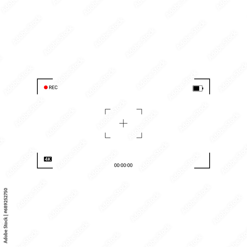 4k video camera frame viewfinder overlay screen on transparent ...