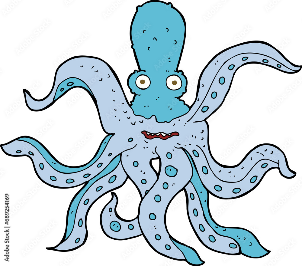 cartoon giant octopus Stock Illustration | Adobe Stock