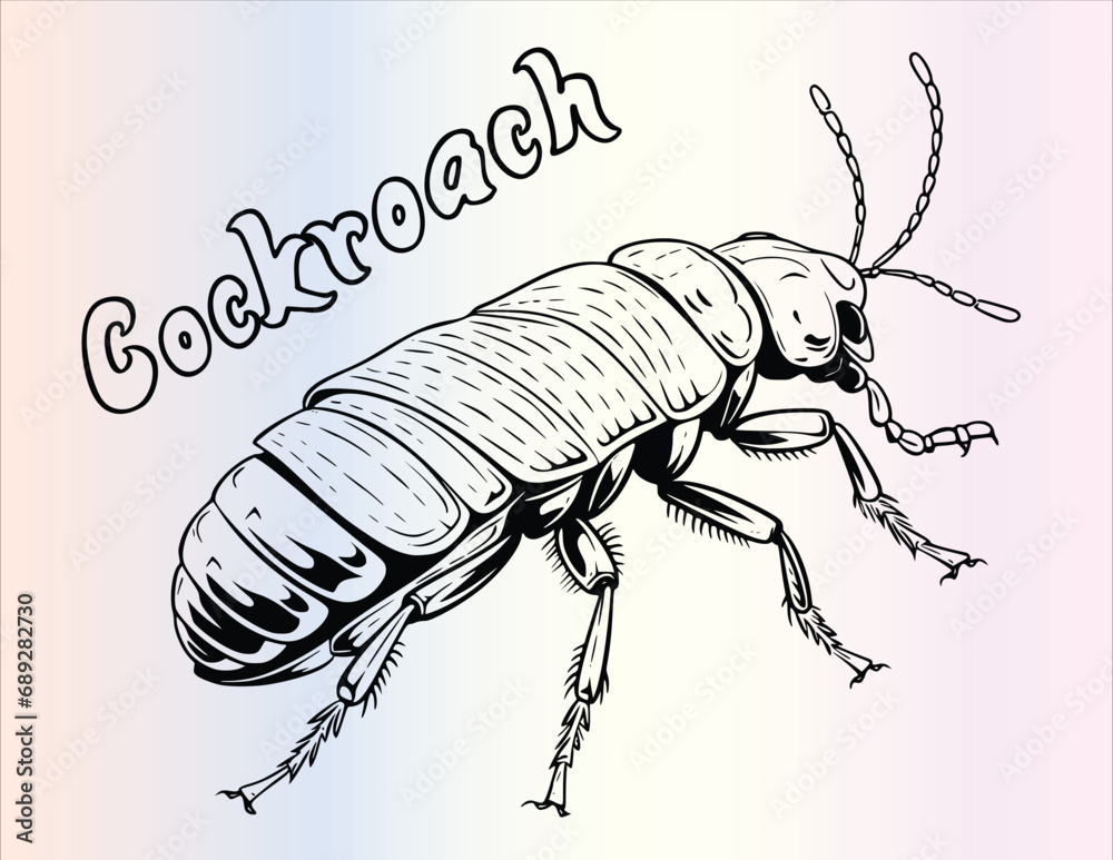 Cockroach Coloring Page for Kids Stock Vector | Adobe Stock