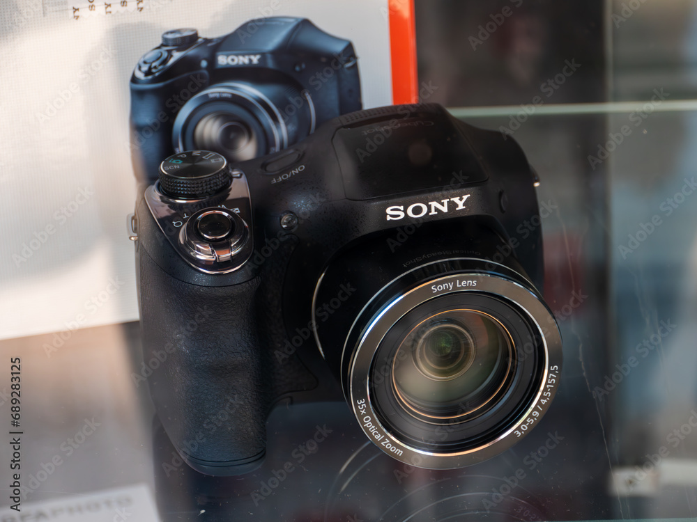 Used Vintage Sony CyberShot System Camera in the Shop Window Display ...
