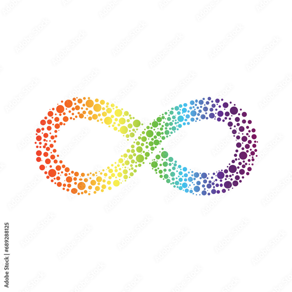 Infinity rainbow symbol with dots. Autism pride symbol with round shape ...