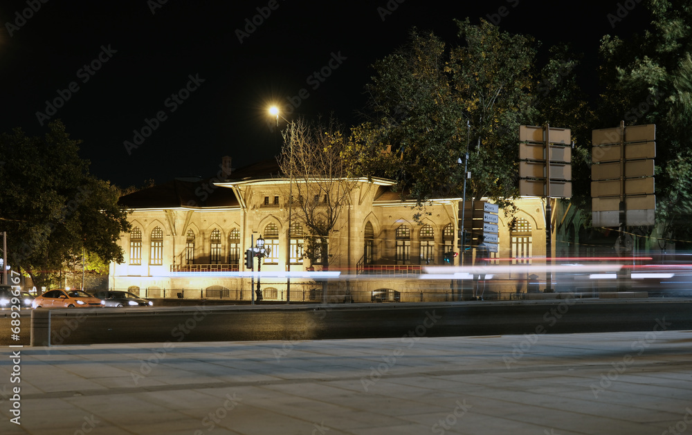 Night view of the first Turkish parliament building. 1st Turkish Grand ...