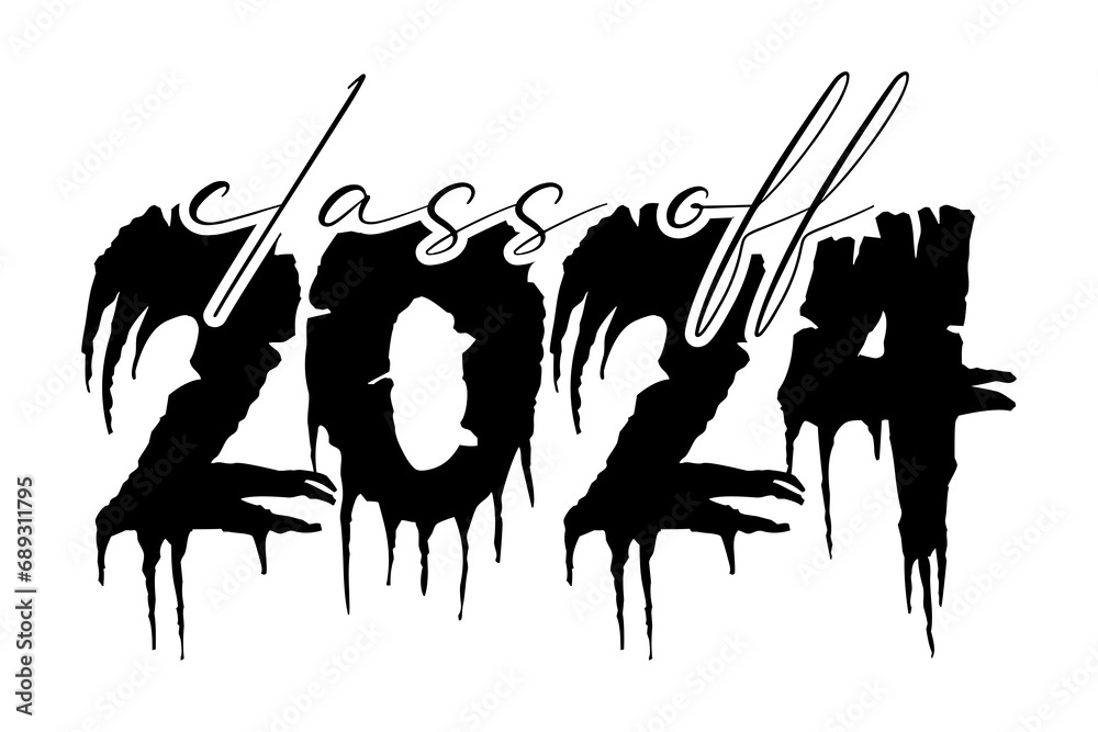Hand drawn text illustration for class of 2024 graduation lettering ...