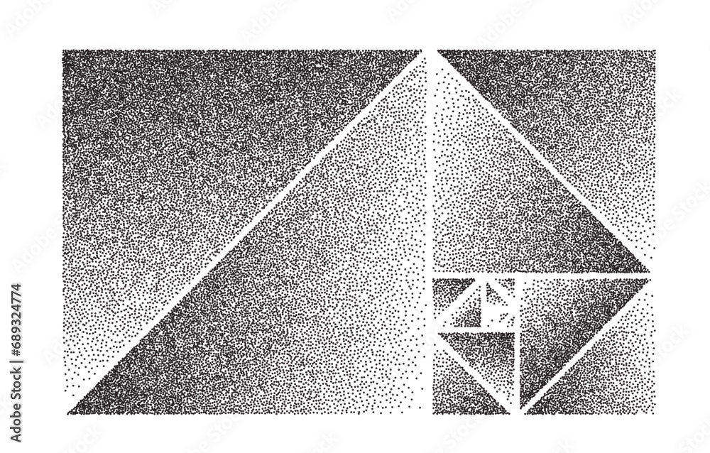 Big Golden ratio stippled rectangle and triangles - visualization of ...