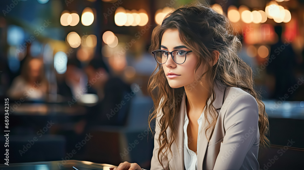 Office focus, Girl with glasses at work a professional stock photo ...