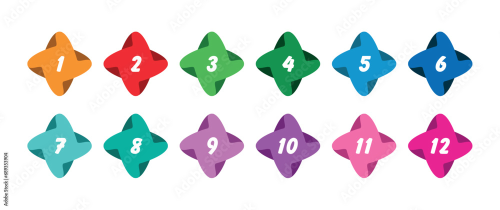 numbers in the wheel. twelve step wheel and numbers 1-12. colored ...