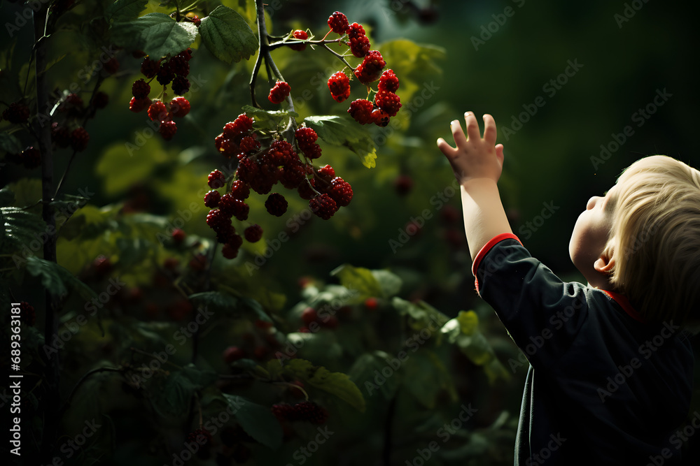 child reaching for fruit, fruits, kid eating fruit, wild berrys, berry ...