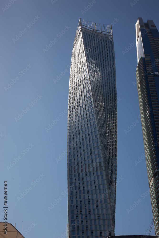 Dubai, UAE - mar 30, 2023: Cayan Tower, or Infinity Tower, is a tower ...