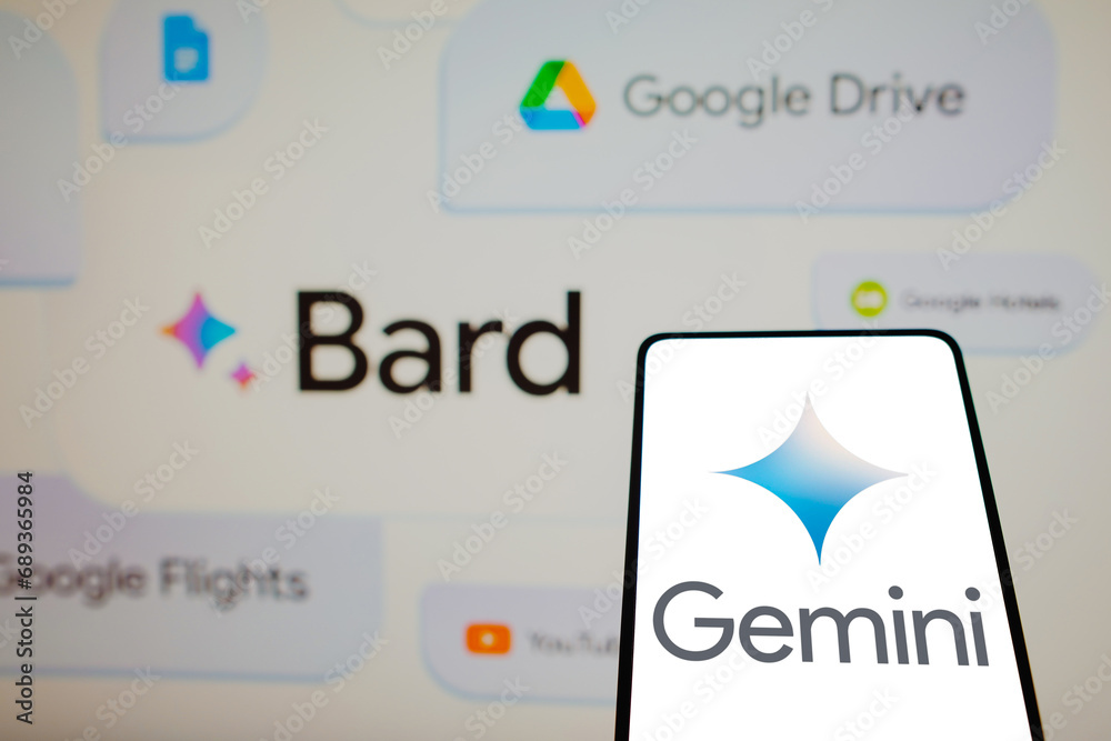 December 6, Brazil. In this photo illustration, the Google Gemini logo ...