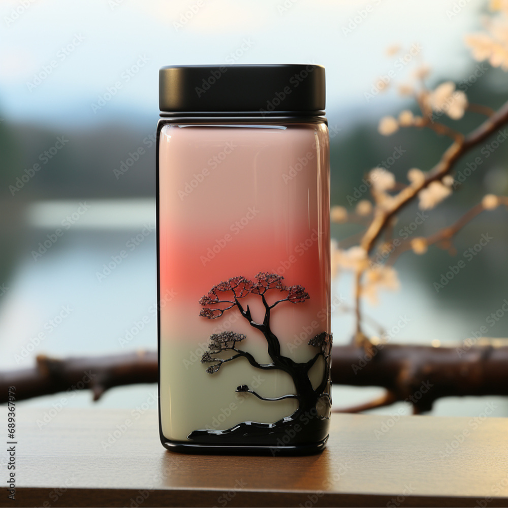 Uniquely designed, sleek, modern, short rectangular mug-like glass cup ...