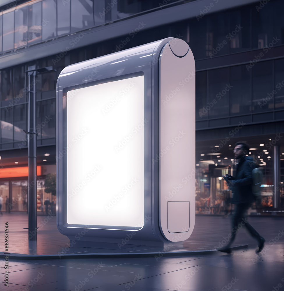 futuristic modern design of public area information signboard neon ...