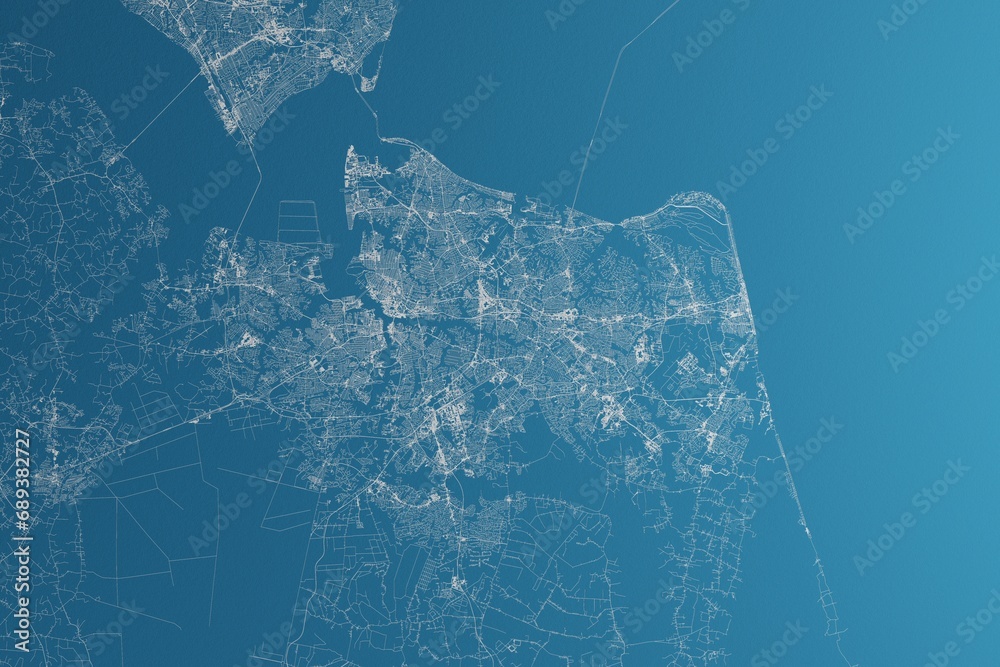 Map of the streets of Norfolk and Virginia Beach (Virginia, USA) made ...