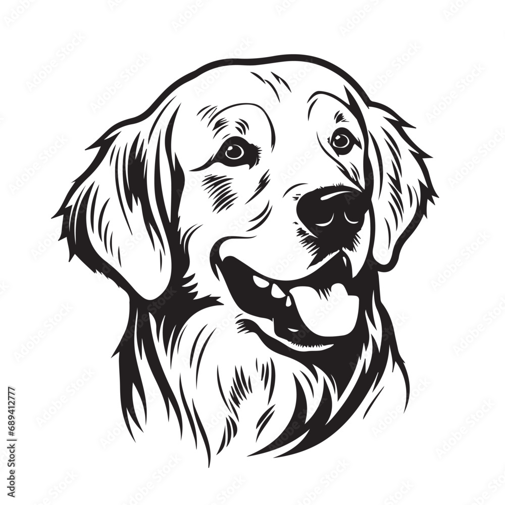 Golden Retriever in cartoon, doodle style. Isolated 2d vector ...
